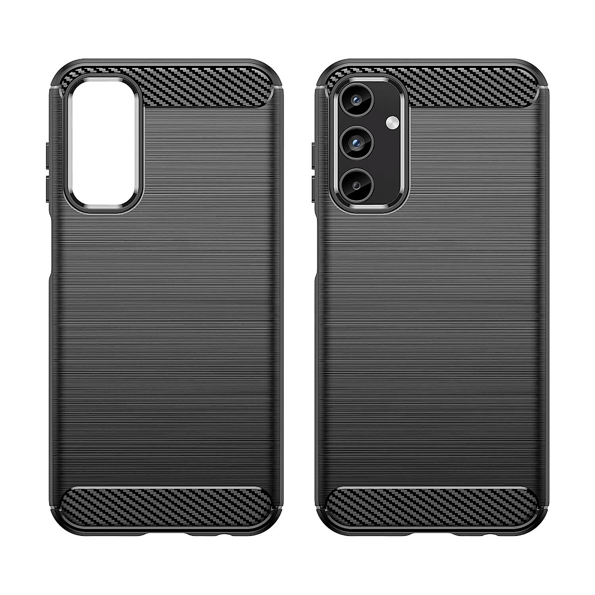 KOARWVC Phone Case for Samsung A15 Case, Galaxy A15 case with HD Screen Protectors, Carbon Fiber Shockproof Rugged Shield Soft TPU Back Cover Cases for Samsung Galaxy A15 (Black)