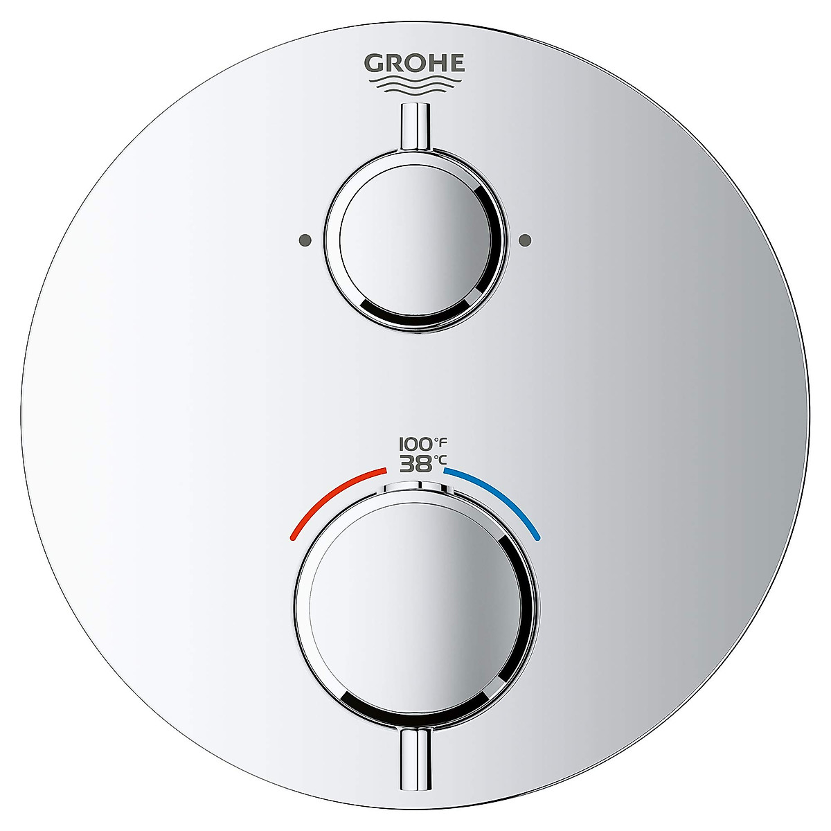 GROHE 24133000 Grohtherm Dual-Function 2-Handle Shower Thermostatic Valve Trim Kit, Starlight Chrome