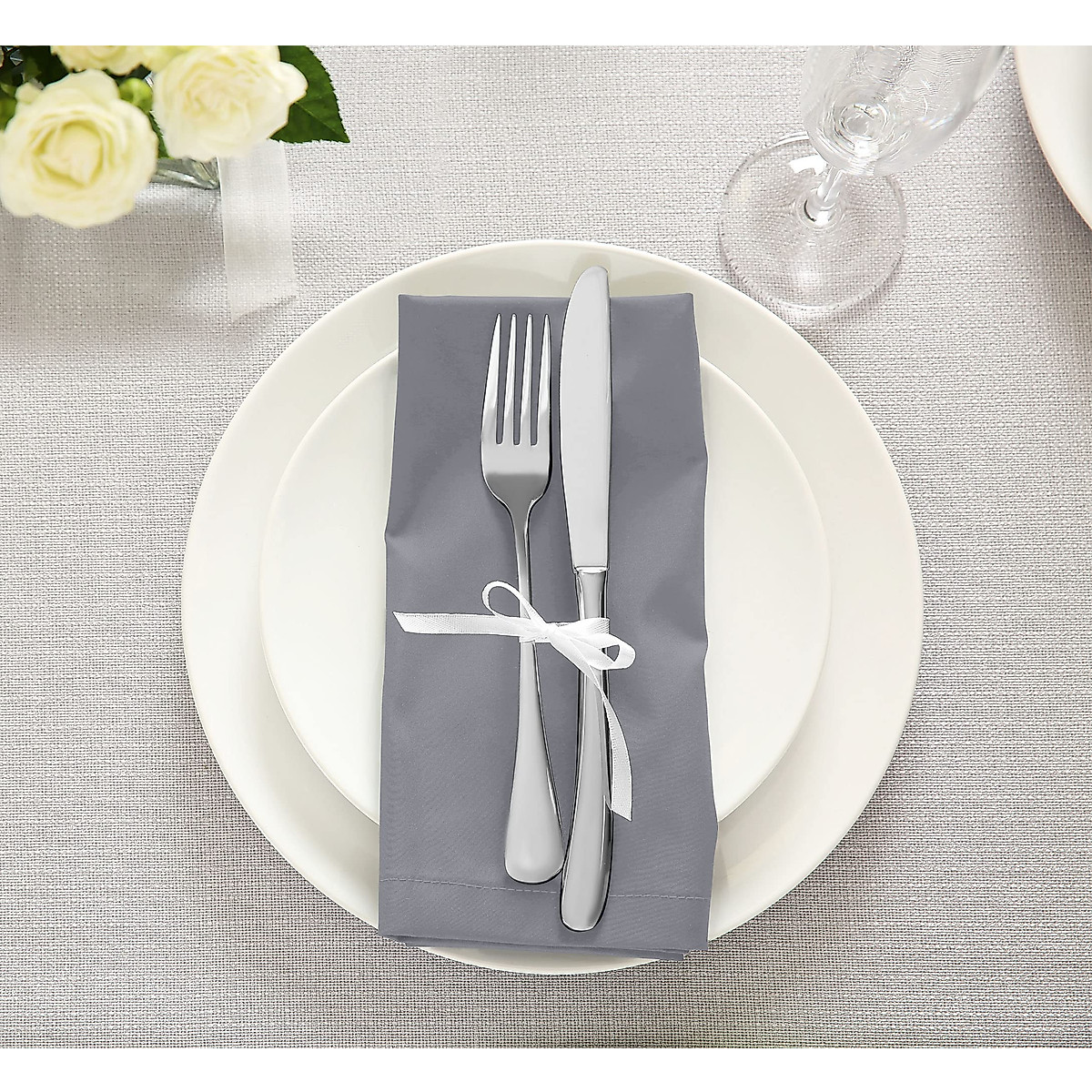 Utopia Kitchen Charcoal Cloth Napkins [12 Pack, 18x18 Inch] Cotton Blend Washable and Reusable Table Dinner Napkins for Hotel, Lunch, Restaurant, Weddings, Event and Parties