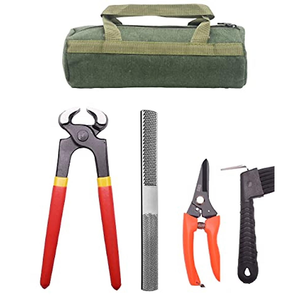 long river 8 inch Farrier Tool Kits （5 Piece） Mini Rasp Hoof File Equine Metal Shears Farriers Hoof Nipper for Goat Pig