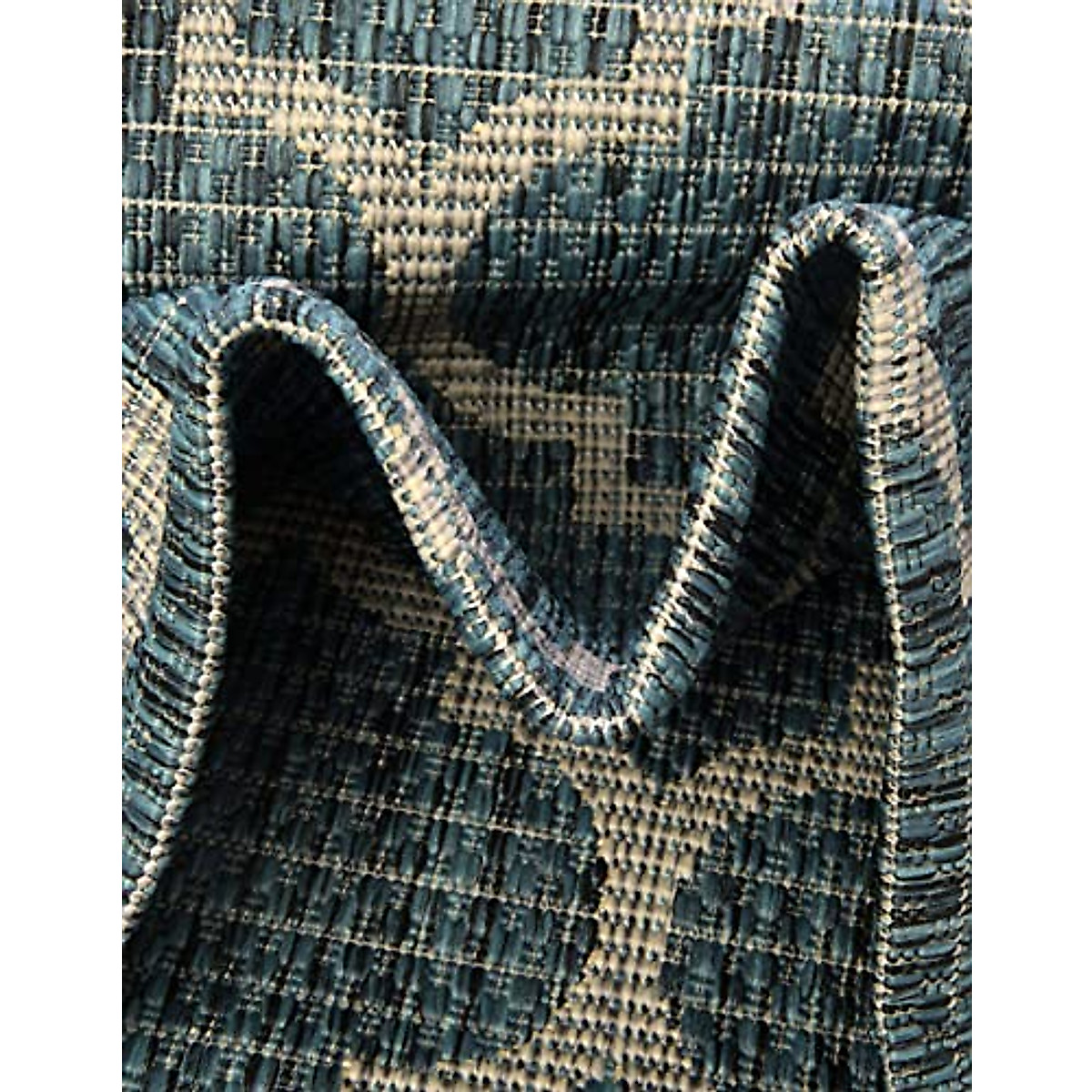 Unique Loom Outdoor Trellis Collection Area Rug - Trellis (Round 10' 8" x 10' 8", Teal/ Gray)