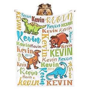 YMDLQDP Custom Name Blanket with Dinosaur Personalized Kids Blanket for Birthday Halloween Customized Throw Blankets Cute Animal Blanket for Bed Couch Camping
