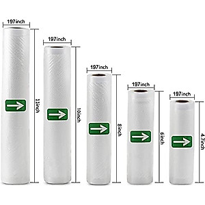 HEMOER Vacuum Sealer Bag for Food Saver, 5 Rolls Total 82Ft Vac Heat Seal Rolls Bag 4mil Heavy Duty, Commercial Grade, BPA Free Great for Vac Storage, Meal Prep or Sous Vide Cooking