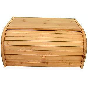 RoyalHouse Natural Bamboo Roll Top Bread Box Kitchen for Countertop Food Storage, Large, NO ASSEMBLY REQUIRED