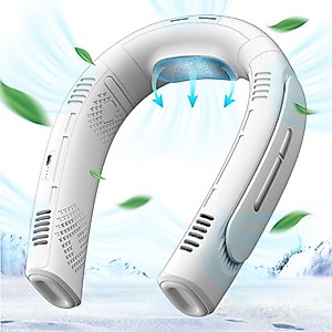 ICEBIRDS Portable Air Conditioner Neck Fan Semiconductor Cooling Bladeless Fan ，6000mAh Rechargeable Battery Operated Hanging Personal Fan, 3 Speeds, Leafless Fan for Outdoor Indoor