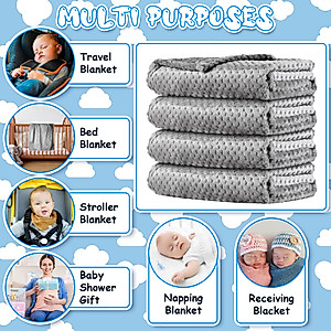 Kenning 4 Pcs Baby Fuzzy Blanket for Boys and Girl Warm Throw Blanket Soft Fleece Toddler Blanket Thermal Receiving Blankets