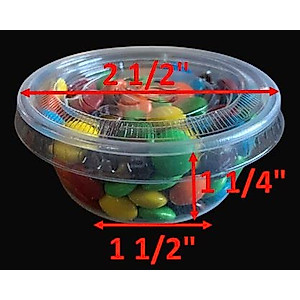 Starz Cupcakes 2 oz - 100 Sets Disposable Plastic Cups with Lids for Gelatin Shots, Condiments &/or Souffle Cups
