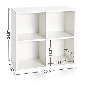 Way Basics Eco Stackable Quad Cube, 4 Cubby Storage Shelf, Organizer (Tool-Free Assembly and Uniquely Crafted from Sustainable Non Toxic zBoard Paperboard) White