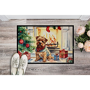 Caroline's Treasures DAC2709MAT Norfolk Terrier Cozy Christmas Doormat Front Door Mat Indoor Outdoor Rugs for Entryway, Non Slip Washable Low Pile, 18H X 27W