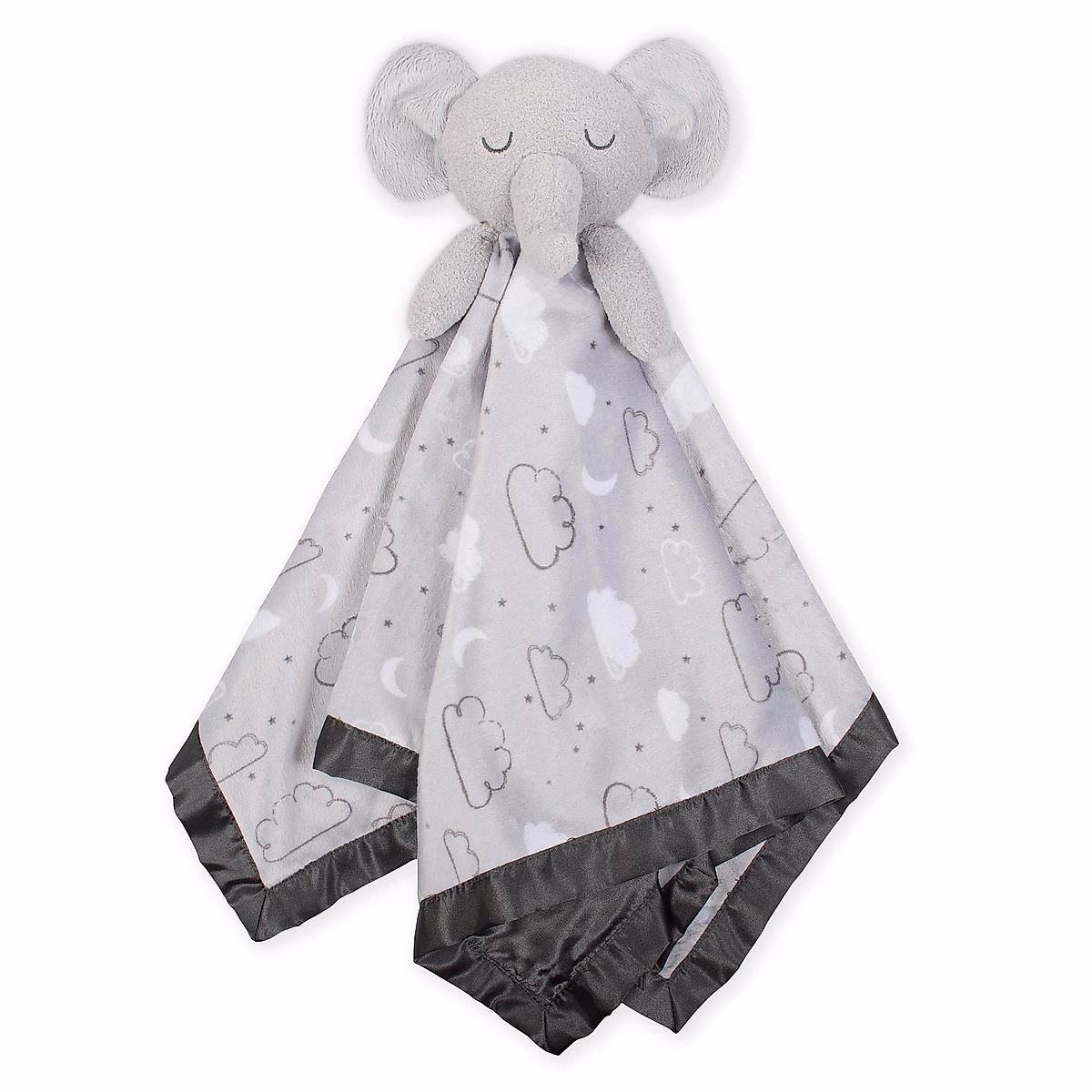 Just Born Boys and Girls Newborn Infant Baby Toddler Nursery Cuddleplush Toy Animal Security Blanket, Gray Elephant, One Size