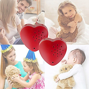 2 Pack, Inventiv 30 Second Voice Sound Recorder Module for Plush Toy, Stuffed Teddy Bear Animal Recordable Heart, Record Custom Messages (Red)