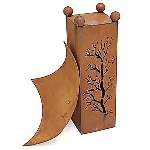 Westcharm Metal Fire Pits Outdoor Decorative Rustic Pillar with Removable Bowl | Brazier Wood Burning Fire Column | Decorative Pillar with Plant Display Dish for Outdoor Decoration