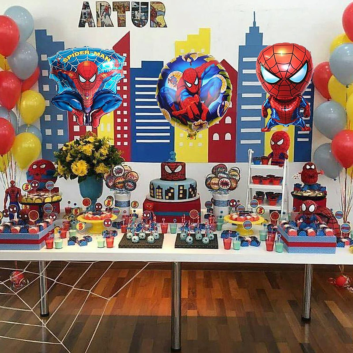 Superhero Balloons for Kids Birthday Baby Shower Super Hero Theme Party Decorations (Spider)