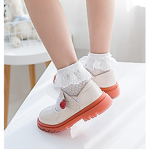 Looching 4/5 Pair Baby Girls Eyelet Ruffle Cotton Lace Socks White Princess Dress Socks For Toddler Kids Child 1-10 Years (as1, age, 8_years, 10_years, White)