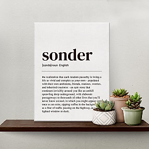 Sonder Definition Canvas Wall Art Poster Print Gift, Minimalist Sonder Meaning Painting Ready to Hang Home Decor (11.5" x 15")