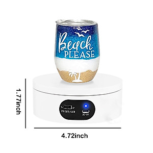 maieray Turner Cup Motorized Rotating Display Stand for Epoxy Glitter Tumbler, 360°Automatic Mute Rotating Turntable for Photography Products, Tumbler Mugs Making Supplies Spinner USB 4.72in