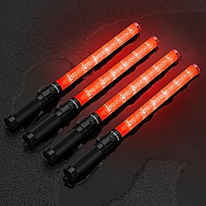 E-riding 4 Pack 21 Inch Traffic Wand, Air Traffic Control Wand with 3 Flashing Modes, LED Multifunction Traffic Safety Baton for Airport, Parking, Car Directing