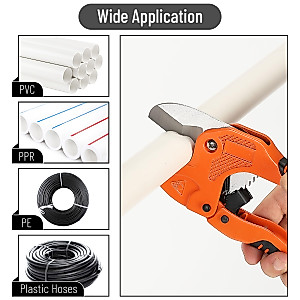 Bates- PVC Pipe Cutter, Cuts up to 1-1/4", Ratcheting PVC Pipe Cutter Tool, Pipe Cutters PVC, PVC Pipe Shears, PVC Cutter, Plastic Pipe Cutter, PEX Pipe Cutter, PVC Cutter Tool, PVC Ratchet Cutter