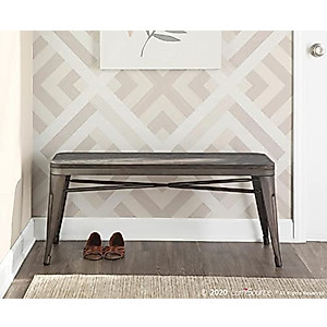 LumiSource Oregon Bench with Antique Metal and Espresso Bamboo BC-OR BKLS ANE