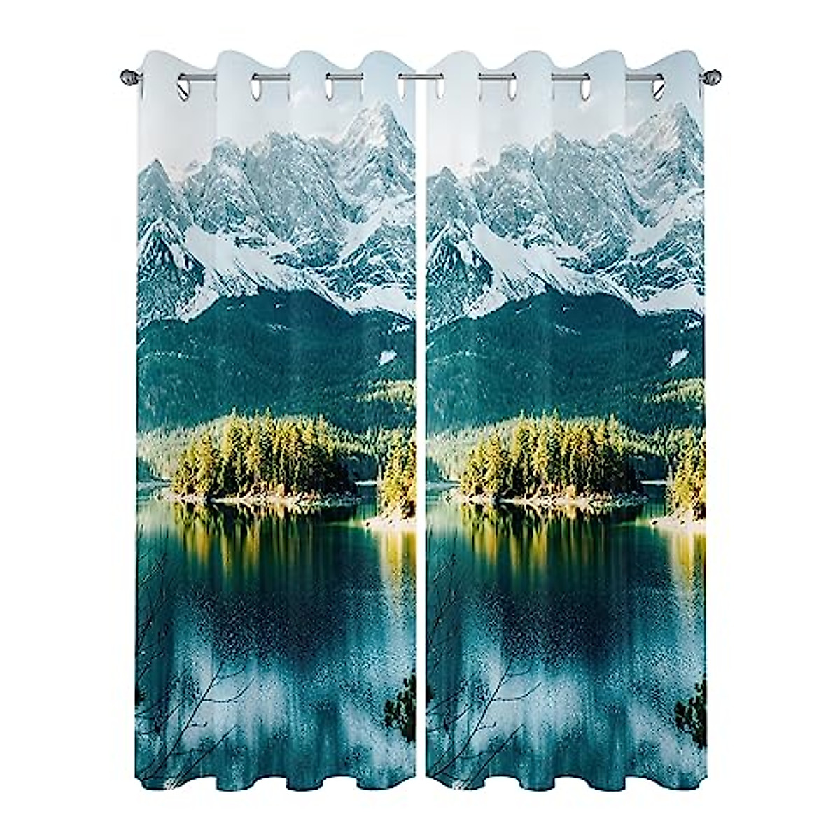 Outdoor Curtains for Patio 2 Panels Set Park Lake Forest Natural Scenery under the Sun Waterproof Privacy Outside Curtain Sun Blocking Grommet Drapes for Porch Gazebo Pergolas Balcony 52x108 Inch