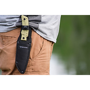 WEYLAND Tactical Knife with MOLLE Sheath Holster - Fixed Blade Full Tang Survival, Hunting, Bugout & Bushcraft Knife - Outdoor Hiking & Scout Camping Knives - Black