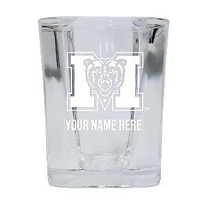 Personalized Customizable Mercer University Etched Square Shot Glass 2 oz With Custom Name (1) Officially Licensed Collegiate Product