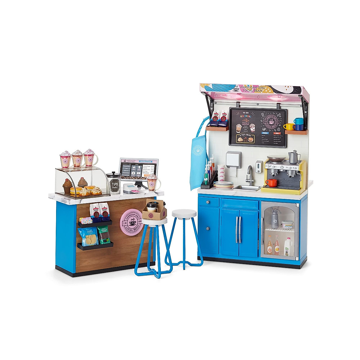 American Girl Truly Me 18-inch Doll Coffee Shop Playset with Pretend Espresso Machine and Cash Register, For Ages 6+