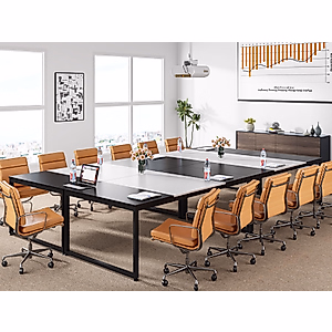 Tribesigns 6FT Conference Table, 70.86" L x 35.43" W x 29.52" H Rectangle Shaped Meeting Table, Modern Seminar Boardroom Table for Office Conference Room (White/Black)