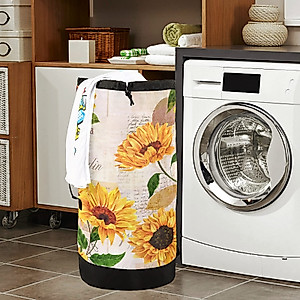 Sunflowers Laundry Bag Backpack with Shoulder Straps Daisy Dirty Clothes Organizer Extra Large Heavy Duty for Camp College Dorm Room Essentials for Girls