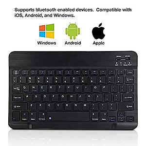 BoxWave Keyboard Compatible with Amazon Fire HD 8 (10th Gen 2020) - SlimKeys Bluetooth Keyboard, Portable Keyboard with Integrated Commands for Amazon Fire HD 8 (10th Gen 2020) - Jet Black