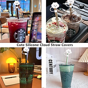 pasezenn 6Pcs Cute Cloud Straw Covers Cap Reusable Straw Toppers Dust-Proof Straw Tips Cover for 1/4inch(6-8mm) Straws