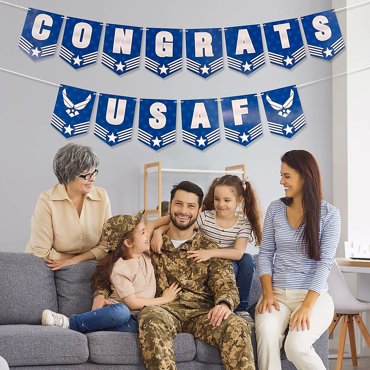 Military Theme Congrats USAF Banner,Military US Air Force Graduation Parties, Retirement, Welcome Home & Birthdays Party Decoration Supplies