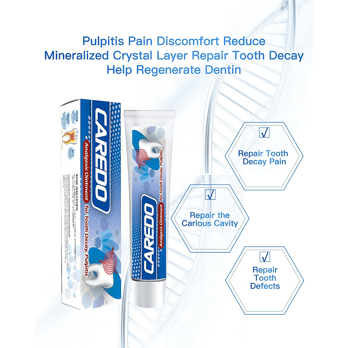 CAREDO Cavity Repair Toothpaste Set for Adults, 16g Pulpitis Ointment for Tooth Decay Pain Repair & 100g Hydroxyapatite Toothpaste for Home Cavity Repair, Cavity Tooth Repair Fluoride Free Toothpaste