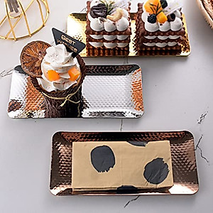 Hammered Rectangular Tray, Hammered Tray Odorless Exquisite Decoration for Bathroom(Silver)