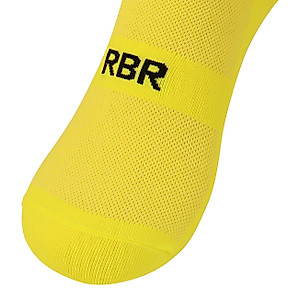 RBR Cycling Running Sports Socks Men Size 9-12 High Visibility Fluorescent 3 Pack (yellow)