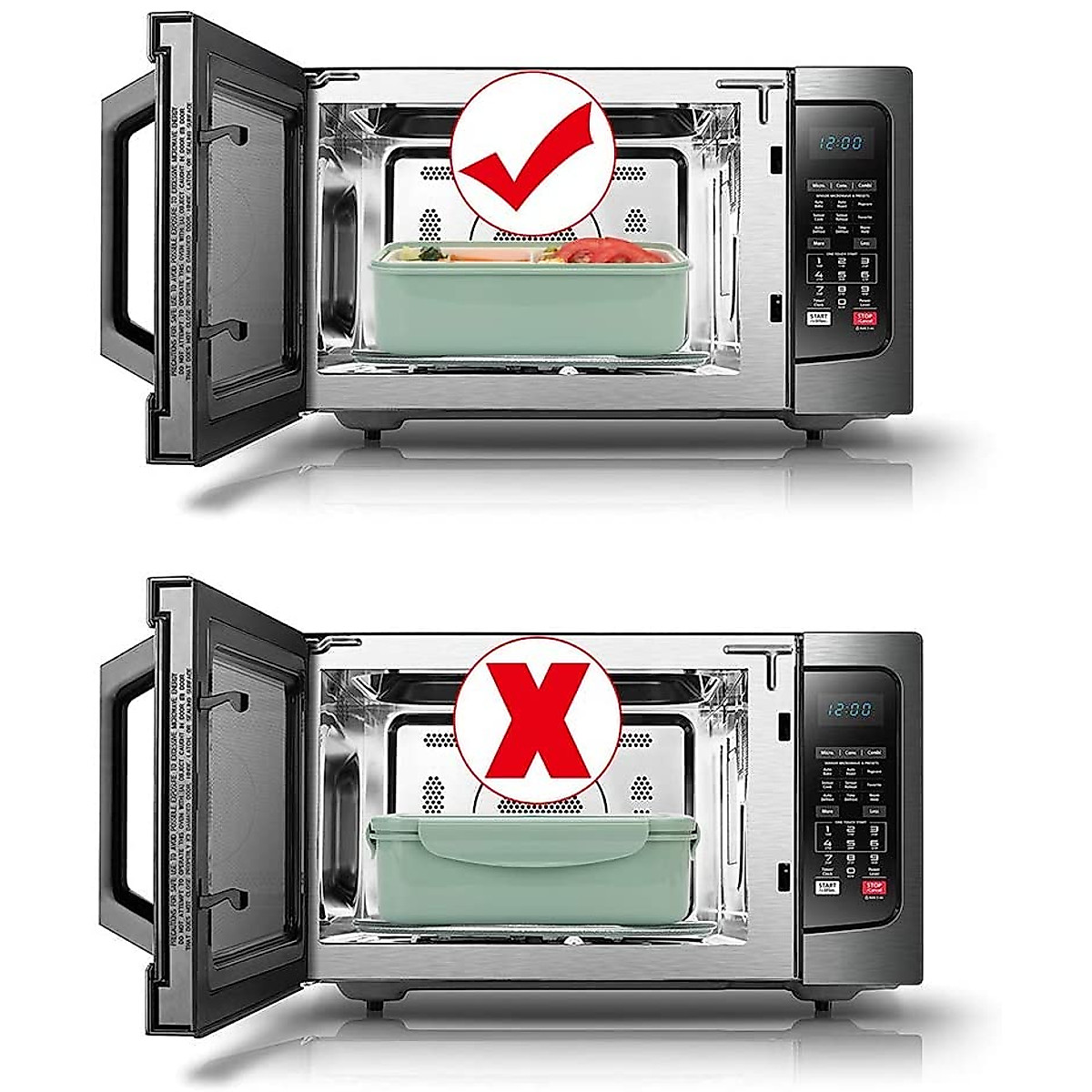 Bento Box, Lunch Box for Kids Adults, 3 Compartment Bento Lunch container, Food Storage Container Boxes, BPA Free On-the-Go Meal Prep Containers, Microwave/Dishwasher/Freezer Safe (Green)