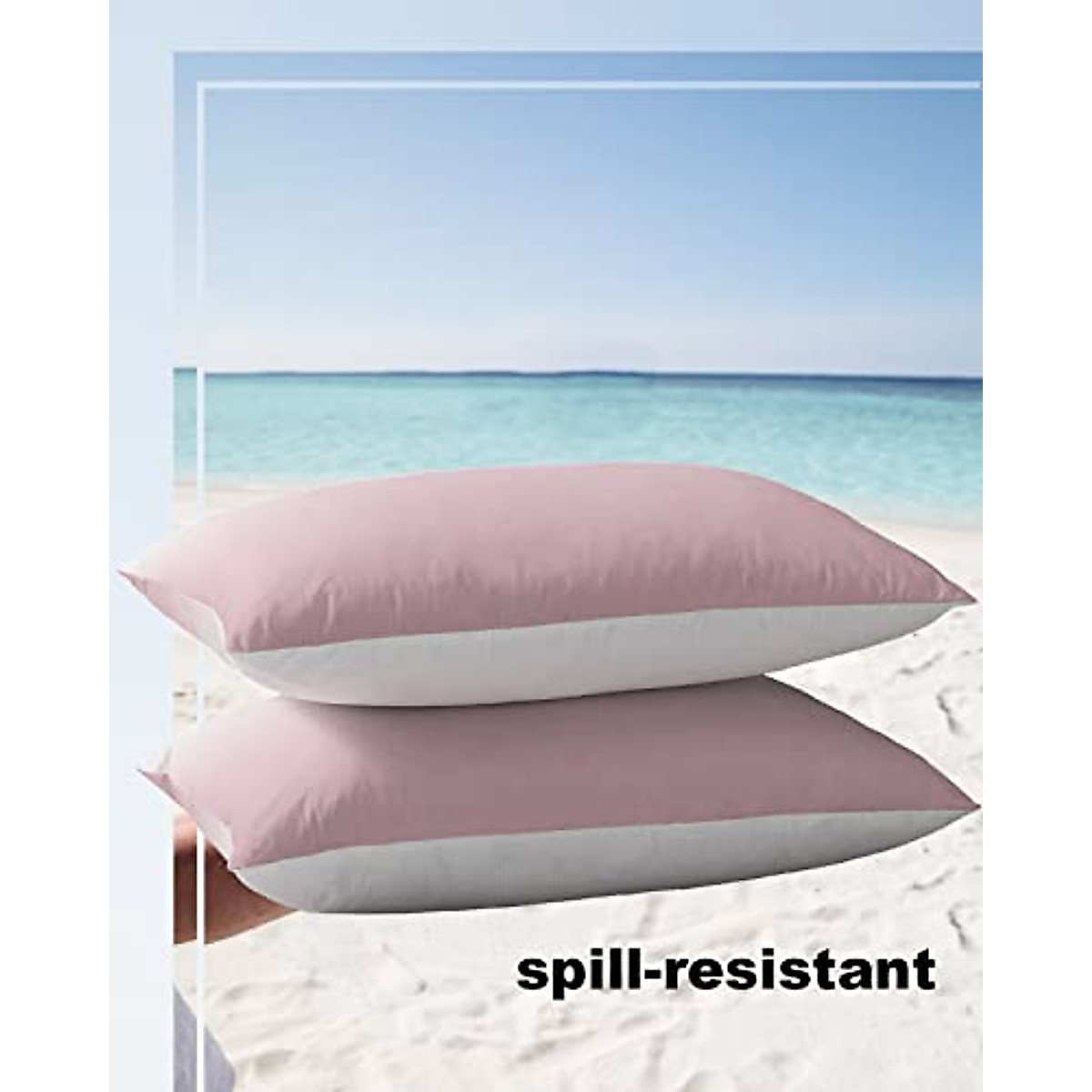 Xback Outdoor Throw Pillow Covers Waterproof Cushion Cases Set of 2, Cute Pink White Gradient Dreamy Minimalist Style Decorative Pillowcases for Patio Furniture Garden Tent-