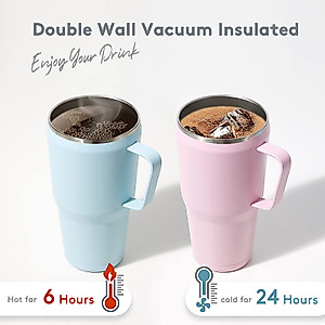 JEAREY 40oz Tumbler with Handle, Stainless Steel Tumbler with Lid and Straw, Insulated Tumbler Travel Mug for Hot Beverages and Cold Drinks, Tumblers for Cup Holders,Keep Cold for 24 Hours, Red