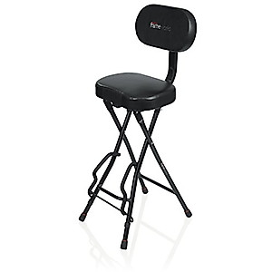 Gator Frameworks Guitar Seat with Padded Cushion, Ergonomic Backrest and Fold Out Guitar Stand; Holds both Acoustic and Electric Guitars (GFW-GTR-SEAT)