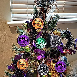 12 Pieces Halloween Ornaments for Tree Hocus Pocus Ornaments for Tree Colorful Shatterproof Plastic Ball Ornaments Halloween Indoor Decorations