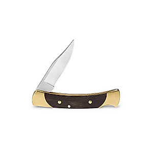 Buck Knives The 55 Folding Pocket Knife 2-3/8" 420HC Steel Clip Blade, Ebony Handle, Brass Bolsters