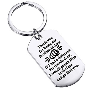 BEKECH Brother-in-Law Gifts Brother Keychain Thank You For Being My Brother-in-law Keychain Wedding Gift Jewelry Brother of The Bride Gift from Sister-in-Law(silver)