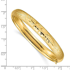 IceCarats 14K Yellow Gold 7.90mm Oversize Florentine Hinged Bangle Bracelet