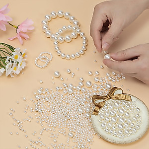 Hudinsun 1200 Pcs Pearl Beads for Jewelry Making, 5 Size Round Pearls for Bracelets Making Kit Small Pearl Filler Beads with Hole for DIY Craft Necklace Earrings