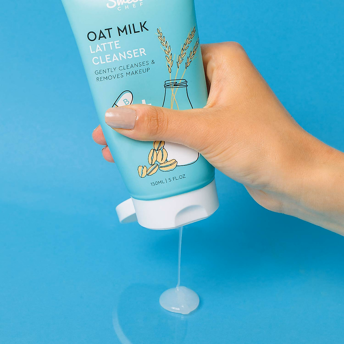 Sweet Chef Oat Milk Gel Cleanser - Antioxidant Rich Gentle Face Wash + Makeup Remover with Hyaluronic Acid + Vitamin B12 - for Problem Skin, Sensitive + All Skin Types (150ml / 5 fl oz)