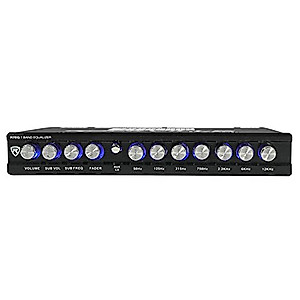 Rockville R7EQ 1/2 Din 7 Band Car Audio Equalizer EQ w/Front, Rear + Sub Output