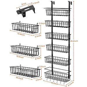 Cibert 6-Tier Wall Mount Spice Rack Organizer, Metal Pantry Organization and Storage, Hanging/Wall Mount Basket Spice Rack Shelves Door, Home Kitchen Bathroom Laundry Room Essentials accessories