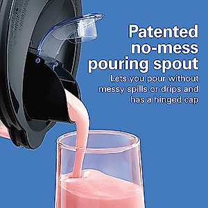 Hamilton Beach 58175 Quiet Blender for Shakes and Smoothies, Puree, Crush Stainless Steel Ice Sabre Blades, 800 Watts, Shatter-Resistant 40oz Glass Jar, Black