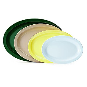 G.E.T. Enterprises White 10 Oval Serving Platter, Break Resistant Dishwasher Safe Melamine Plastic, Supermel Collection OP-610-W-EC, 10" x 6.75" (Pack of 4)