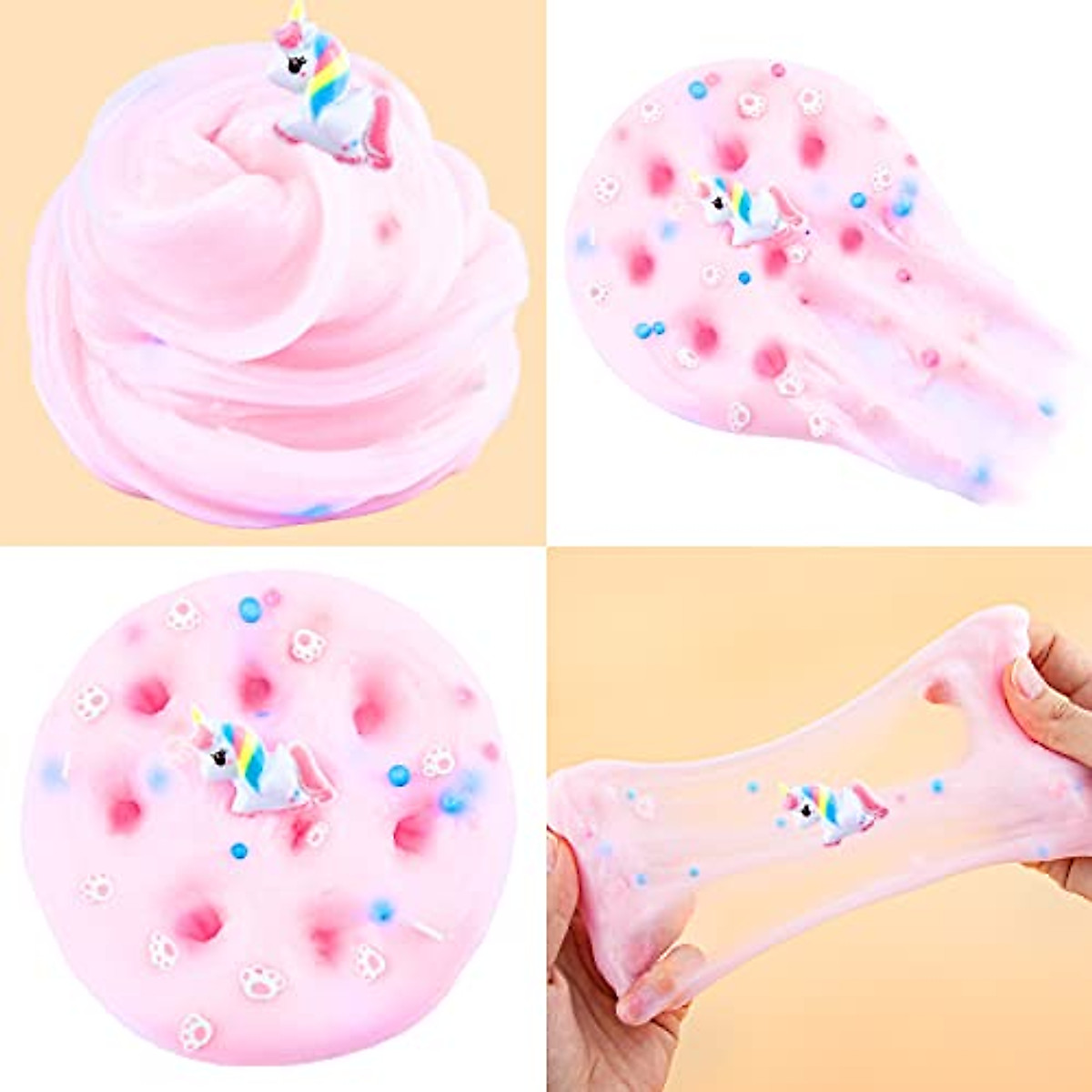 Fluffy Slime Kit, 6.8oz Pink Unicorn DIY Slime Kit for Girls and Boys, Soft & Non-Stick Stress Relief Toy, Kids Education Party Favor, Idea Gift for Birthday Easter Christmas New Year